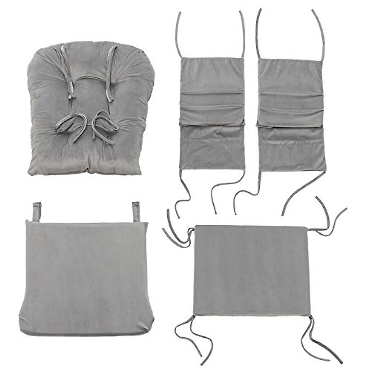 Paddie Glider Rocker Replacement Cushions with Storage Velvet Washable Non Slip for Glider Rocking Chair, 5PCS, Light Grey