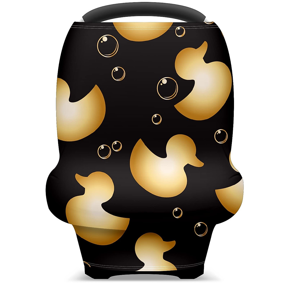Baby Car Seat Stroller Covers Cute Gold Duck On Black Nursing Cover Breastfeeding Scarf Soft Breathable Stretchy Coverage Carseat Canopy Cover for Boys and Girls Multi Usefor Baby Shower