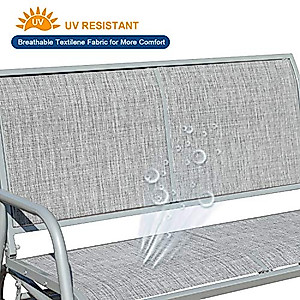 GOLDSUN Swing Glider Chair 2 People Outdoor & Indoor Swing Lounge Glider Chair Cozy Patio Bench for Patio, Backyard, Poolside, Lawn Steel Rocking Garden Loveseat-Grey