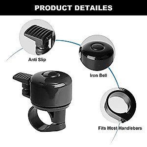 Binudum Bike Bell 2 Pack with Loud Melodious Sound Classic Mini Bicycle Bell for Kids Adults Bike Horn for Road, Mountain Bike for Scooter, MTB, BMX (Black 2 Pcs)