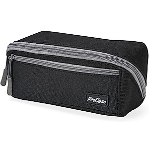 ProCase Pencil Case Holder Pen Bag Pouch, Graduation Gifts for College Student Preppy Teen Boys Girls Teachers Adults -Black