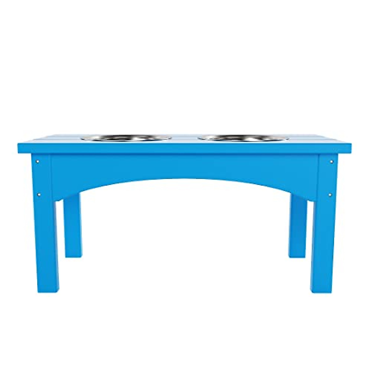 WO Westin Outdoor Elevated Pet Stand Feeder for Kitten Cats Dogs Puppy, Removable Stainless Steel Food Bowls, UV and Weather Resistant, Poly Lumber Made, Modern Style (Pacific Blue)