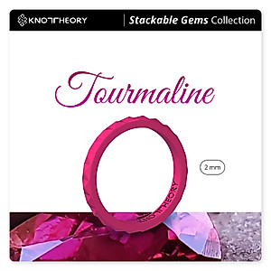 Knot Theory Tourmaline Pink Thin Stackable Silicone Ring - 2mm Slim Wedding Band Size 6