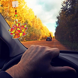 Winlyn 24 Sets Fall Leaf Suncatchers Ornaments Decorations DIY Window Paint Art Suncatchers Craft Kits Autumn Maple Leaf Sun Catchers for Kids Classroom Thanksgiving Harvest Party Art Project