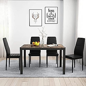 DKLGG 5 Piece Dining Room Table Set, Modern Kitchen Table Set for 4, Faux Marble Dinner Table with 4 Dining Chairs, Dining Table Sets for 4 Home Furniture for Small Spaces, Dining Room