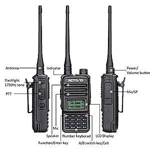 Retevis RT85 Walkie Talkies Long Range, Dual Band 200 Channels High Power 2 Way Radios, DTMF Remote Stun ANI Handheld Two Way Radio Rechargeable, for Hiking Hunt(2 Pack)