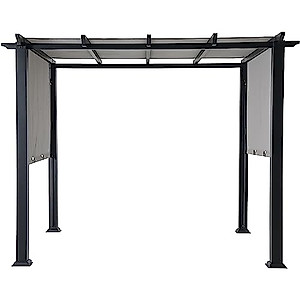 Hanover HAN 8 x 10 Ft. Freestanding Adjustable Gray Canopy, Heavy-Duty Steel Metal Frame with Weather-Protective Powder Coating, Pergola 8'x10', 0