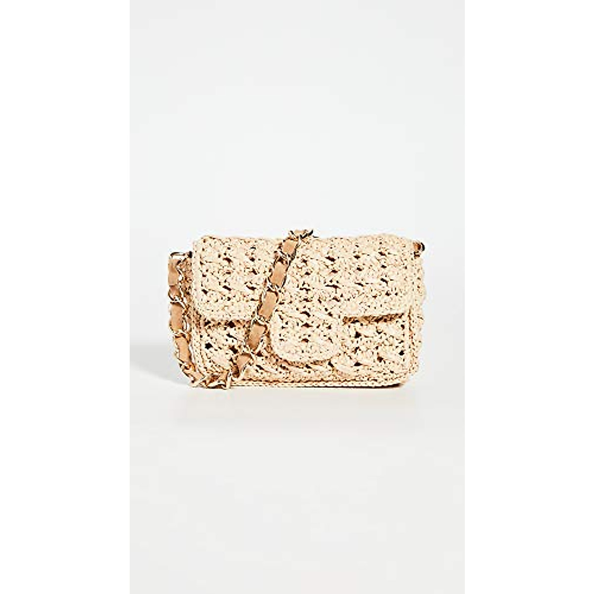 Caterina Bertini Women's Woven Shoulder Bag, Beige, Tan, One Size