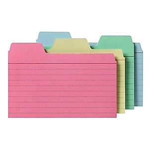 Find-It Tabbed Index Cards, 3 x 5 Inches, Assorted Colors, 48-Pack (FT07216)