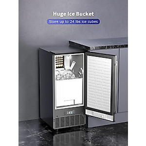 ADT Under Counter Ice Maker 80lbs/ 24H daily Built-in Ice Machine with Drain Pump,24H Timer Self-Cleaning Freestanding Ice Cube Machine for Commercial and Home Use