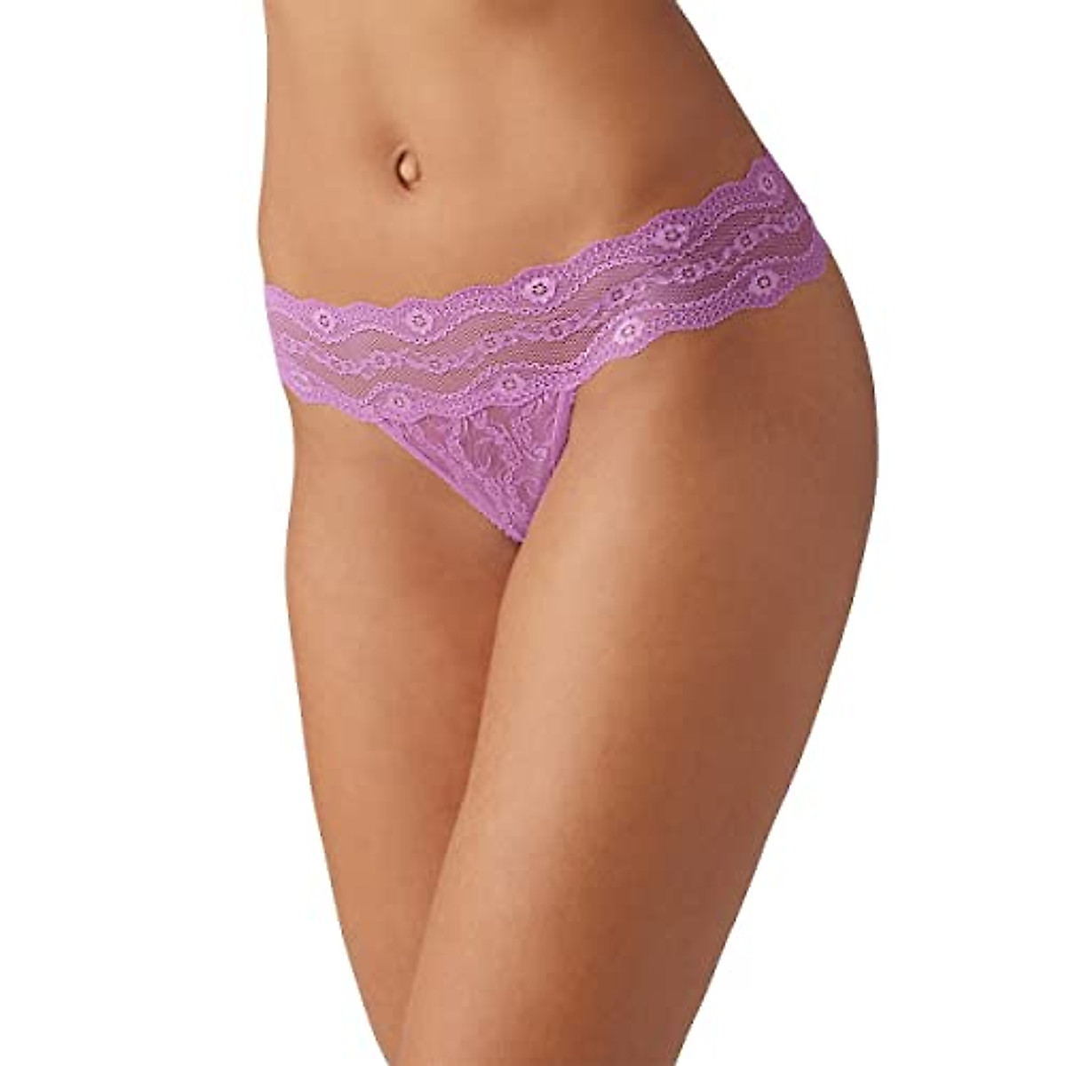 b.tempt'd by Wacoal Women's Lace Kiss Thong Panty, Mulberry, Medium