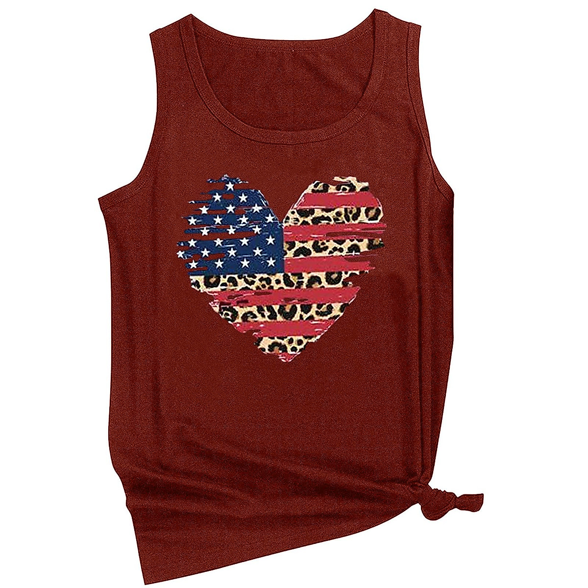 wodceeke Women American Flag Print Tank Tops Sleeveless Loose T-shirt Independence Day Blouse Tops (Wine, M)