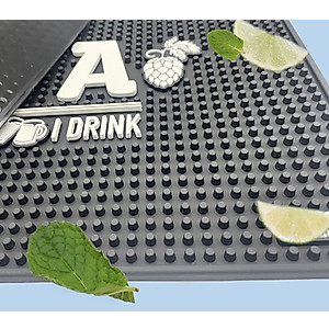 IPA Lot When I Drink 17.7" x 11.8" Funny Bar Spill Mat Rail Countertop Accessory Home Pub Decor Slip Resistant Durable Thick Bar Covering for Craft Brewery Kitchen Cafe and Restaurant Accessory