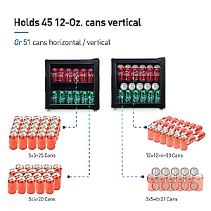 Commercial Cool Beverage Cooler, 1.7 Cu. Ft. Capacity, Drink Fridge with Adjustable Shelf & Temperature Control, Mini Beverage Fridge Holds up to 51 Cans