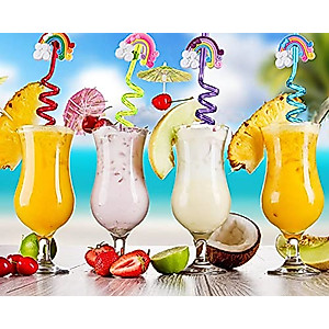 Reusable Rainbow Drinking Plastic Straws25 and 2 Cleaning Brush, unicorn Party Supplies, Birthday Party Favors Decorations- set of 27