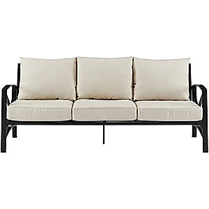 Crosley Furniture KO60027BZ-OL Kaplan Outdoor Metal Sofa, Oiled Bronze with Oatmeal Cushions