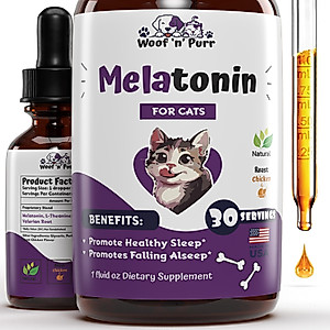 Melatonin for Cats | Supports Healthy, Restful Sleep for Your Cat | Cat Stress Relief | Cat Calming | Cat Anxiety Relief | Cat Melatonin | Anxiety Relief for Cats | Cat Sleep Aid | 1 fl oz
