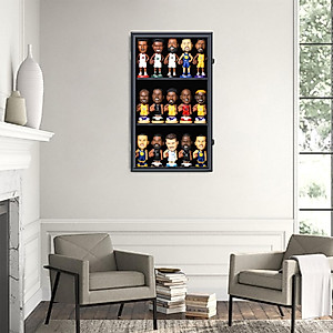 Zmiky Bobblehead Display Case Action Figure Display Case Bobble Head Shadow Box Wall Cabinet for 15 Figurines Display with Lockable Anti Fade Uv Protection for Bobble Heads, Action Toy Figures, Black