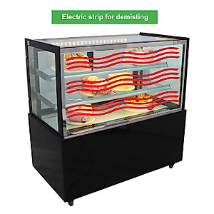 TECHTONGDA Display Refrigerators Cake Showcase Right Angle Cooling Display Case Commercial Bakery Cabinet with LED Light Floor Standing 220V Rear Door