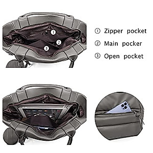 MYHOZEE Puffer Tote Bag, Large Padding Tote Handbags for Women Waterproof Quilted Crossbody Bags Gray