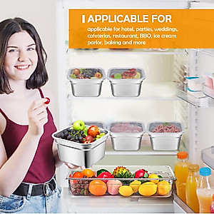 Suttmin 8 Pcs Hotel Pan 1/6 Size Steam Table Pan with PP Plastic Lid Stainless Steel Food Containers with Lids Restaurant Pans Food Prep Pan Anti Clogging Steamer for Buffet Party (4" Deep)