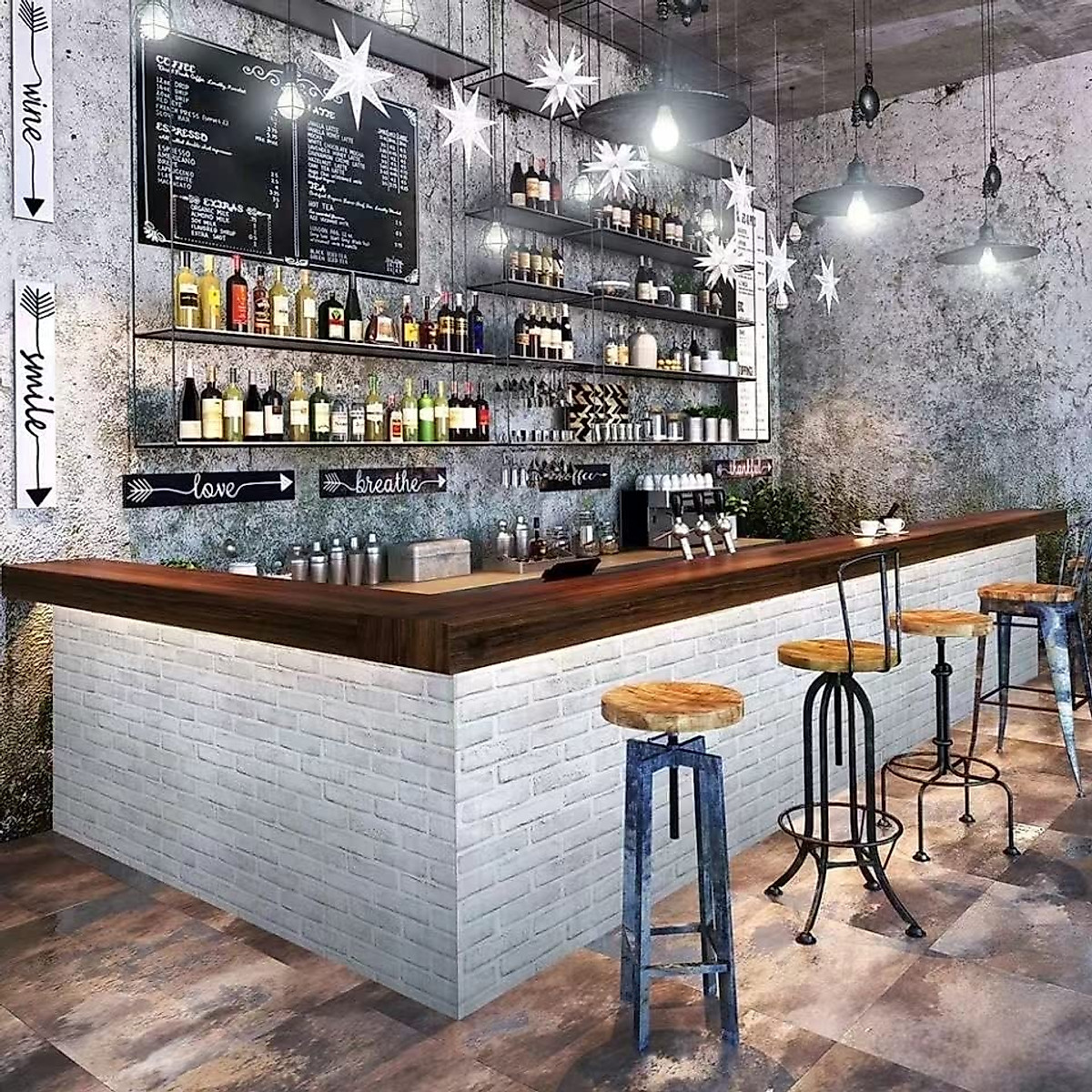 ComShion White Brick Peel and Stick Wallpaper Waterproof Self-Adhesive Faux White Brick Contact Paper for Fireplace Accent Walls Wallpaper Backsplash School 17.7”x118”