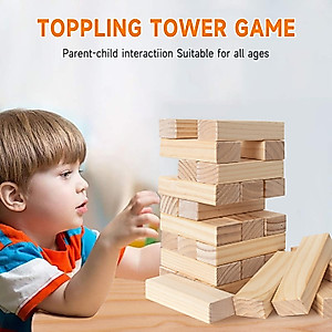 SHAREWIN Giant Tumbling Tower (Stack from 1.77Ft to 4+ Ft), Wood Stacking Giant Blocks Game| Made from Premium Pine Wood| Ideal for Family, 54PCS