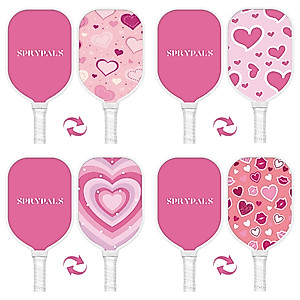 Sprypals Pickleball Paddles, Pink Pickleball Set of 4 with 4 Premium Wood Pickleball Paddles, 4 Balls and 1 Carry Bag Ergonomic Cushion Grip for Beginners & Intermediate Players Indoor & Outdoor