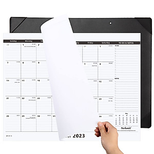 Nekmit Large Desk Calendar 2023 with Black Desk Pad, Desk Blotter Calendar 22"x17", Runs From Now - Jun 2024 with TO-DO and NOTES List