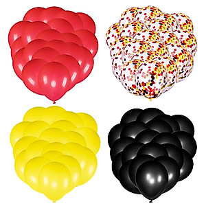 JOYYPOP 80 pcs Black Red Yellow Latex Balloons with Confetti Balloons for Baby Shower,Mouse balloon Theme Party Decoration,Brithday Party