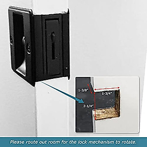 Privacy Sliding Door Lock with Pull, Solid Brass Pocket Door Privacy Lock, Matte Black, 1 Pack