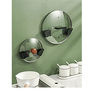 chenyesun 6 Pairs of Wall Mount Pot Lid Organizer, Adjustable Cabinet Door Pan Lid Organizer, Pot Lid Holder Hangers for Kitchen Wall Mount (Black)