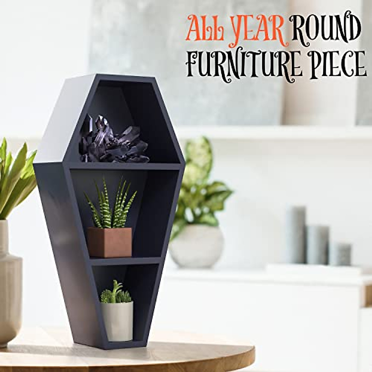 MANNY'S MYSTERIOUS ODDITIES Coffin Shelf Spooky Coffin Decor Goth Shelf - Black Coffin Shelves All 14 by 7 Inches