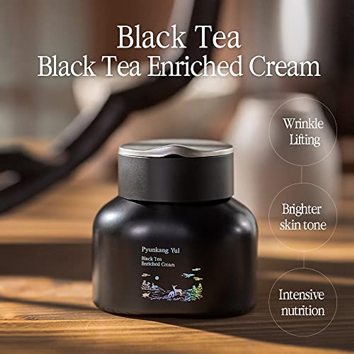 yunkang Yul Black Tea Enriched Cream, Korean Anti-Aging Face Cream Moisturizer for Women, Wrinkle Care, Skin Brightening with Peptide and Adenosine 60ml