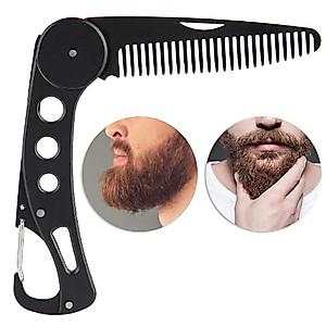 Delaman Beard comb for men, Stainless Steel Folding Beard Comb, Multifunctional Pocket Beard and Moustache Comb for Men Beard Mustache Styling
