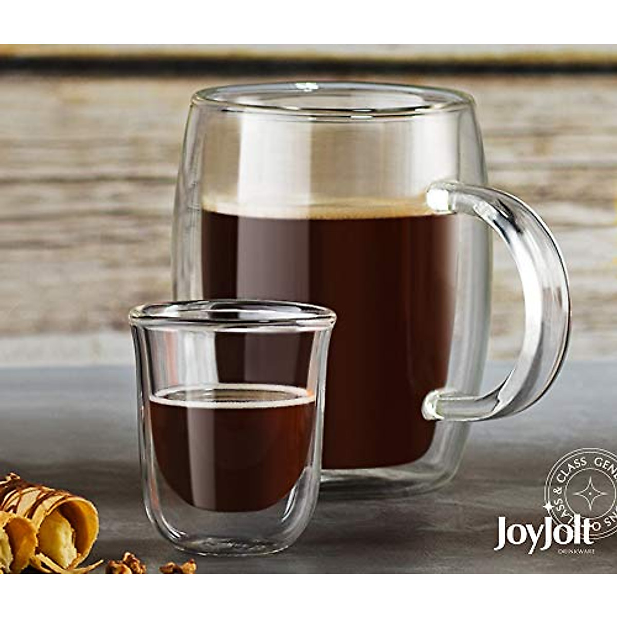 JoyJolt Javaah Double Walled Espresso Glasses Espresso Cups (Set of 2)- 2-Ounces