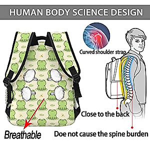 Qwalnely Frog Cute Backpack, Waterproof Frog Laptop with Durable Shoulder Straps