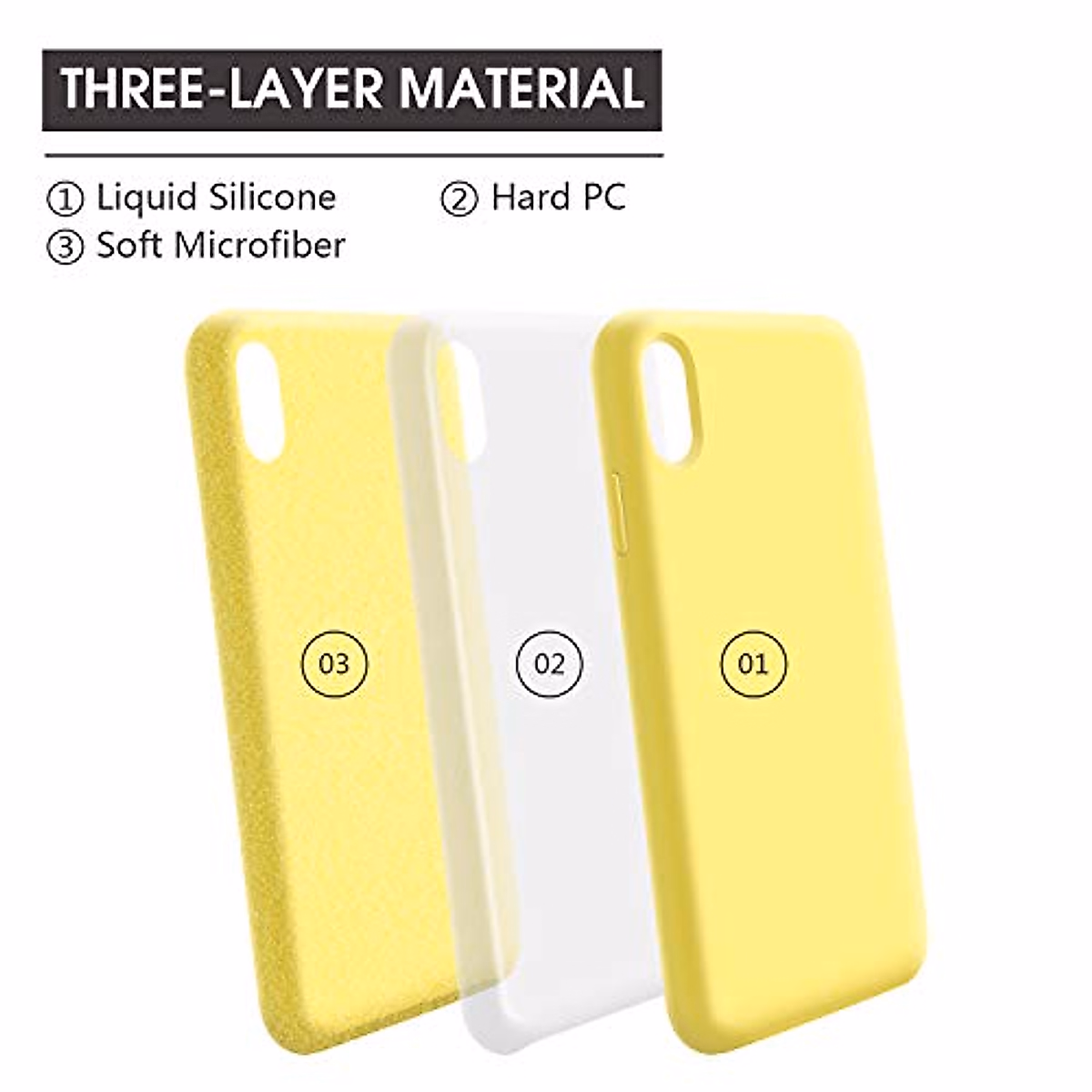 xperg iPhone XR Case, iPhone XR Silicone Case, Liquid Silicone Gel Rubber Shockproof Case Soft Microfiber Cloth Lining Cushion Full Body Compatible with iPhone XR 6.1" (2018) (Lemon Yellow)