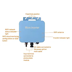 Grid Tie Inverter, DC PV Input MPPT Pure Sine Micro Inverter, WiFi or Mobile APP Monitor, Automatic Power Lock, 120V Waterproof Solar Panel Inverter with Integrated AC Output