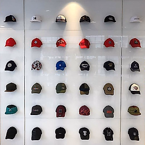 Cap Capers® Baseball Cap Display; Wall Mounted Hat Rack; Baseball Cap Storage & Organization; (12 pk) Great for Cap Collectors. The Ultimate Display for Baseball Caps