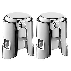 BETTFOR Champagne Stoppers with Stainless Steel Champagne Saver with Food Grade Silicone Leak proof Keep Fresh Suitable for Champagne, Cava, Prosecco and Sparkling (Silver, 2 Pack)