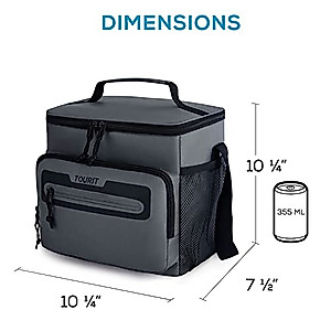 TOURIT Lunch Bag for Men Insulated Lunch Box for Men Leakproof Reusable Lunch Cooler Bag for Work, Office, Outdoor, Picnic, Dark Gray