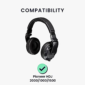 kwmobile Replacement Ear Pads Compatible with Pioneer HDJ 2000/1000/1500 - Earpads Set for Headphones - Black