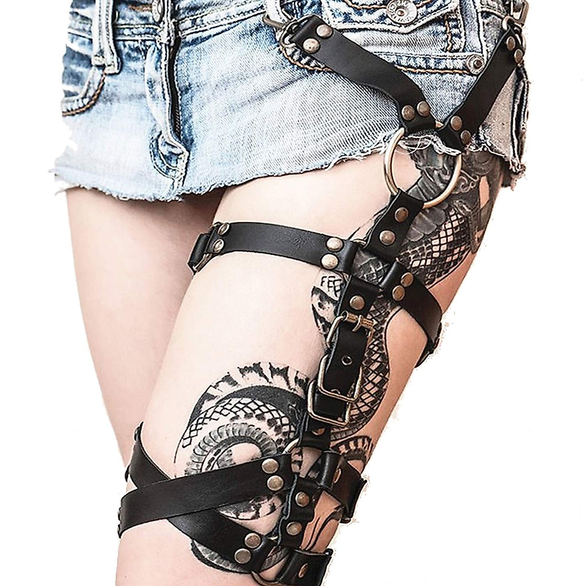 JJDreams Punk Cool Harness Garter Leg Thigh Ring Gothic Waist Belt Buckle Stretchy Adjustable
