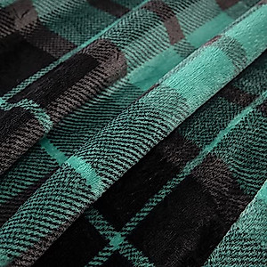 Gealaek Sherpa Throw Blanket Green Buffalo Plaid Blanket Fuzzy Soft Warm Cozy Reversible Microfiber Throw for Couch Sofa Bed Office Camping 50"x60"