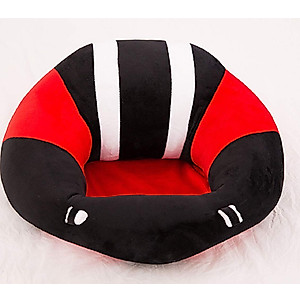 Syhonic Baby Kids Support Seat Sofa Plush Soft Animal Shaped Baby Learning to Sit Chair Keep Sitting Posture Comfortable for 3-16 Months Baby(Black & Red)