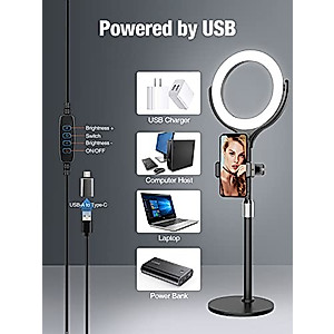 Computer Ring Light for Video Conference Lighting, Elitehood Desktop Ring Light with Stand for Laptop, 8 inch Light Ring for Zoom Meeting, Video Recording/Make Up/Live Streaming//Online Video Call
