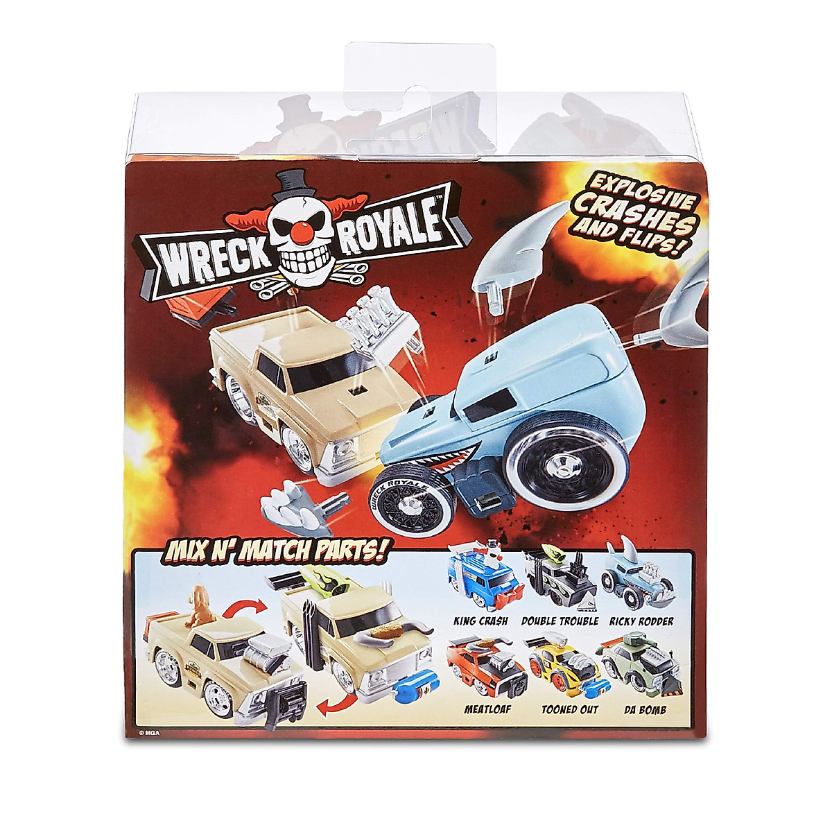 MGA Entertainment Wreck Royale Exploding Crashing Ricky Rodder Race Car with 4 Mix 'N Match Explosive Parts, Multicolor (565710)
