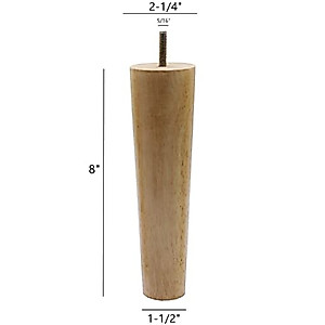 WEICHUAN Round Solid Wood Replacement Sofa Couch Chair Ottoman Loveseat Coffee Table Cabinet Furniture Wood Legs(8" Straight Set of 4)