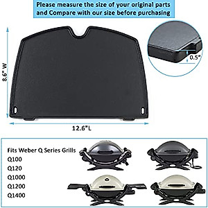 6558 Cast Iron Griddle for Weber Q100 Q120 Q140 Q1000 Q1200 Q1400 Series Gas Grills, 12.6 x 8.6 inch Cooking Plate for weber q1200 liquid propane grill Replacement Parts